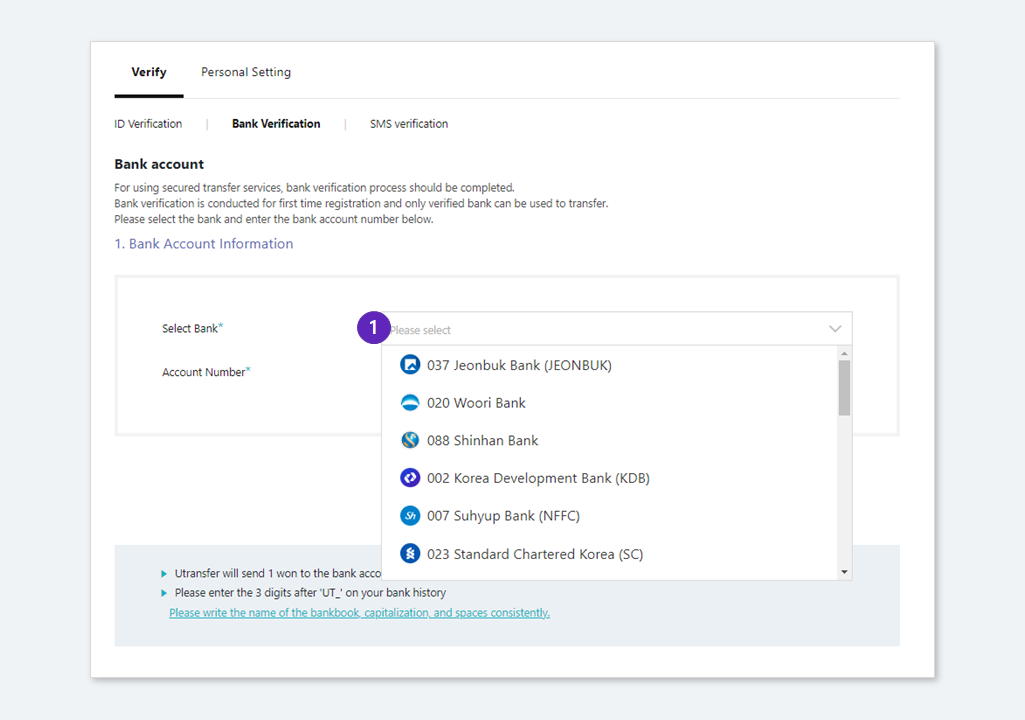 Bank verification – Utransfer